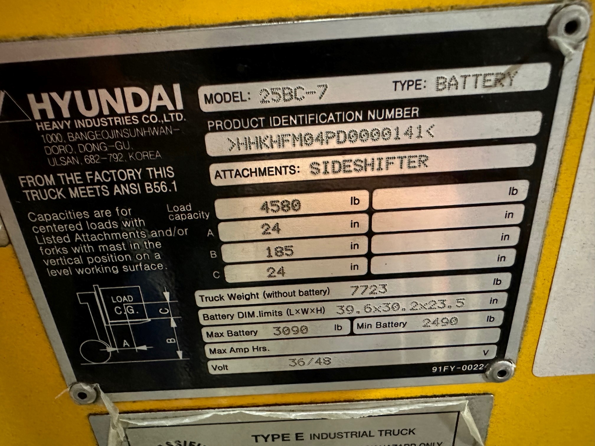 Hyundai 25BC-7 Electric Forklift for sale